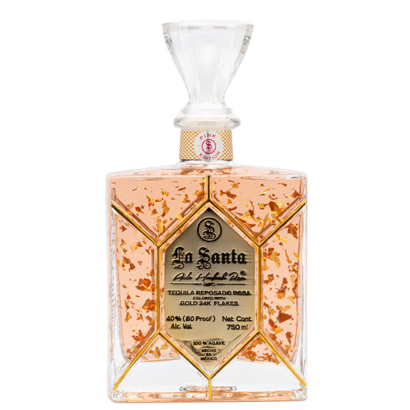 Tequila LA SANTA reposado Rosa (Pink) 100% Agave - 750ml GOLD 24 K – El ...