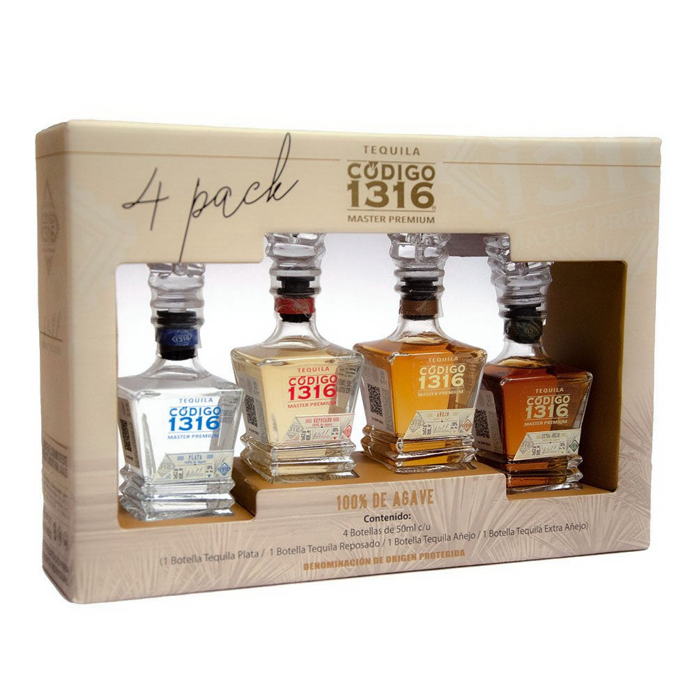 Tequila Codigo 1316 SET DE PACK MINIATURAS CON 4 PIEZAS – El Búho Tequilas